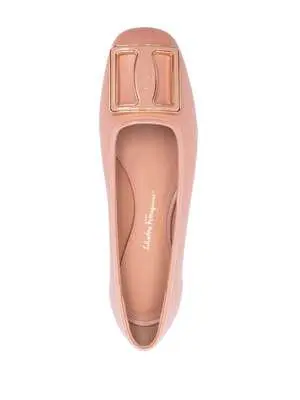 FERRAGAMO Embossed Logo Ballerina Shoes - Pink