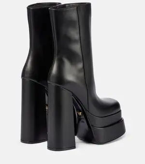 Versace Intrico Leather Platform Ankle Boots