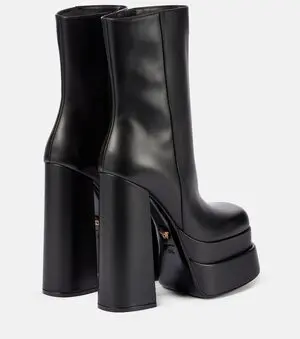 Versace Intrico Leather Platform Ankle Boots