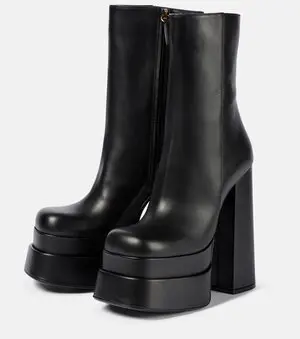 Versace Intrico Leather Platform Ankle Boots