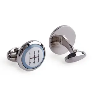 Halcyon Days Enamel Gear-stick Cufflinks - Silver