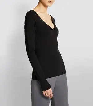 JOSEPH Silk-stretch V-neck Top