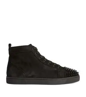 CHRISTIAN LOUBOUTIN Lou Spikes Suede High-top Sneakers - Black