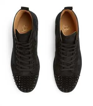 CHRISTIAN LOUBOUTIN Lou Spikes Suede High-top Sneakers - Black