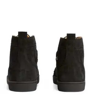 CHRISTIAN LOUBOUTIN Lou Spikes Suede High-top Sneakers - Black