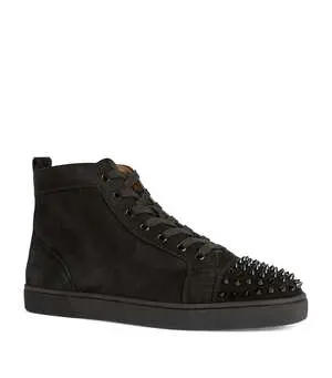 CHRISTIAN LOUBOUTIN Lou Spikes Suede High-top Sneakers - Black