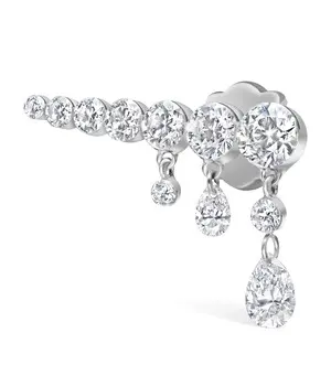 MARIA TASH Invisible Set Diamond Crescendo Bar Threaded Stud Earring - White