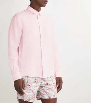 Vilebrequin Linen Embroidered Caroubis Shirt - Pink
