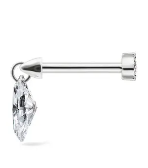 MARIA TASH Gold Floating Marquise Diamond Charm Threaded Stud Earring - White