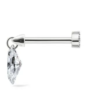 MARIA TASH Gold Floating Marquise Diamond Charm Threaded Stud Earring - White