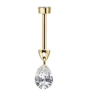 MARIA TASH Yellow Floating Pear Diamond Threaded Stud Earring - Gold