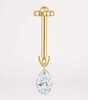 MARIA TASH Yellow Floating Pear Diamond Threaded Stud Earring - Gold