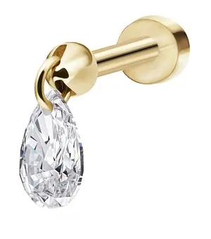 MARIA TASH Yellow Floating Pear Diamond Threaded Stud Earring - Gold
