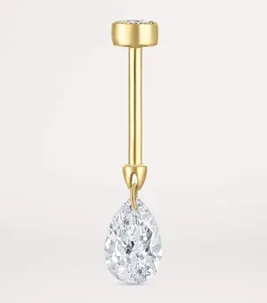 MARIA TASH Floating Pear Diamond Charm Threaded Stud Earring - Gold