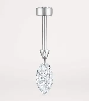 MARIA TASH Gold Floating Marquise Diamond Charm Threaded Stud Earring