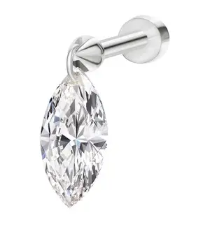 MARIA TASH Floating Marquise Diamond Charm Threaded Stud Earring In 18k Gold