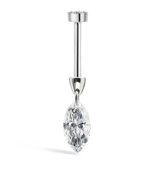MARIA TASH Floating Marquise Diamond Charm Threaded Stud Earring In 18k Gold