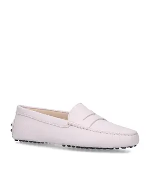 TOD'S Leather Gommino Driving Loafers - Beige