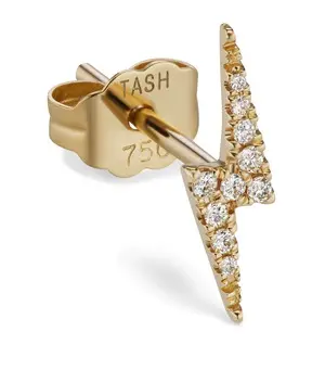 MARIA TASH Yellow And Diamond Lightning Bolt Threaded Stud Earring - Gold