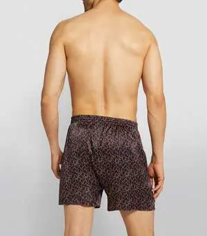 Zimmerli Silk Leaf Print Boxer Shorts - Navy