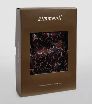 Zimmerli Silk Leaf Print Boxer Shorts - Navy