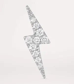 MARIA TASH Gold Lightning Bolt Diamond Stud Earring - White