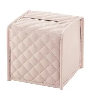 RIVIERE Quilted Leather Square Tissue Box - Pink