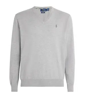 Polo Ralph Lauren Pima Cotton V-neck Sweater - Grey