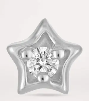 MARIA TASH Gold And Diamond Solitaire Star Threaded Stud Earring