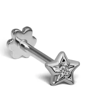 MARIA TASH Gold And Diamond Solitaire Star Threaded Stud Earring
