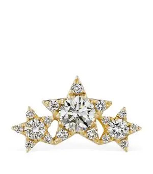MARIA TASH Diamond Three Star Garland Threaded Single Stud Earring