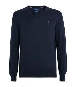 Polo Ralph Lauren Cotton V-neck Sweater - Navy