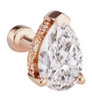 MARIA TASH Pear Diamond Threaded Stud Earring - Rose Gold