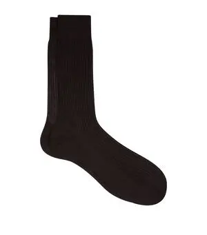 Pantherella Egyptian Cotton Lisle Short Socks - Black