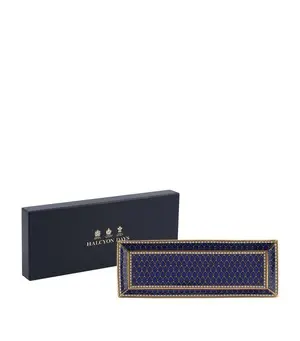 Halcyon Days Bone China Antler Print Trinket Tray - Navy