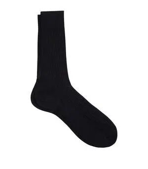 Pantherella Egyptian Cotton Lisle Short Socks - Navy