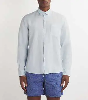 Vilebrequin Linen Embroidered Caroubis Shirt - Blue