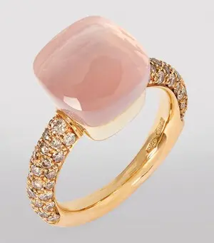 Pomellato Nudo Ring With Diamonds, Chalcedony, And Quartz - Pink