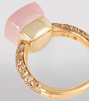 Pomellato Nudo Ring With Diamonds, Chalcedony, And Quartz - Pink