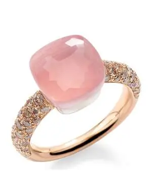 Pomellato Nudo Ring With Diamonds, Chalcedony, And Quartz Pink