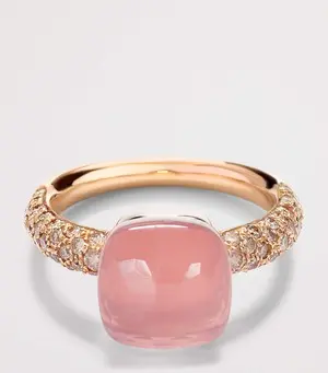Pomellato Nudo Ring With Diamonds, Chalcedony, And Quartz - Pink