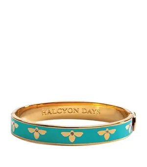 Halcyon Days Gold-plated Bee Bangle - Green