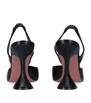Amina Muaddi Leather Holli Slingback Pumps 95 - Black