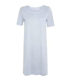 Hanro Cotton Deluxe Short Sleeve Nightdress - Blue
