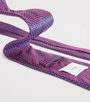 Eton Silk Geometric Neck Tie - Red