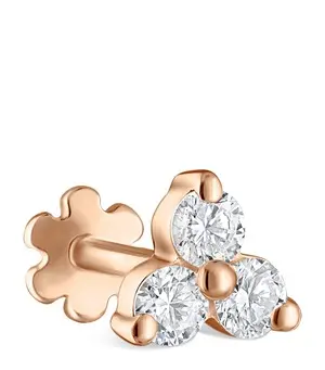 MARIA TASH Gold Diamond Trinity Threaded Stud Earring - Rose Gold
