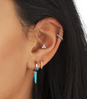 MARIA TASH Gold Diamond Trinity Threaded Stud Earring - Rose Gold