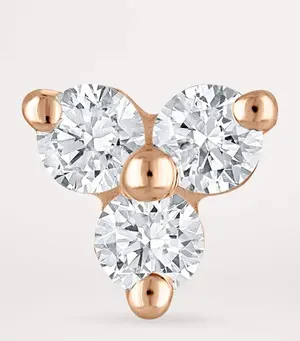 MARIA TASH Gold Diamond Trinity Threaded Stud Earring - Rose Gold