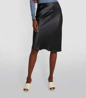 JOSEPH Silk Satin Isaak Midi Skirt - Black