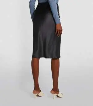 JOSEPH Silk Satin Isaak Midi Skirt - Black